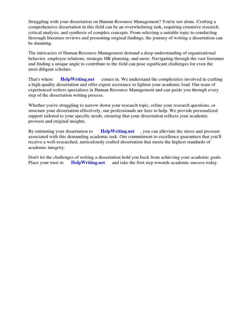 Dissertation Topics Human Resource Management | PDF | Human Resource ...