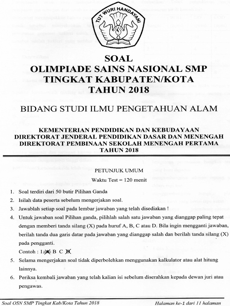Soal Osk Ipa 2018 | PDF