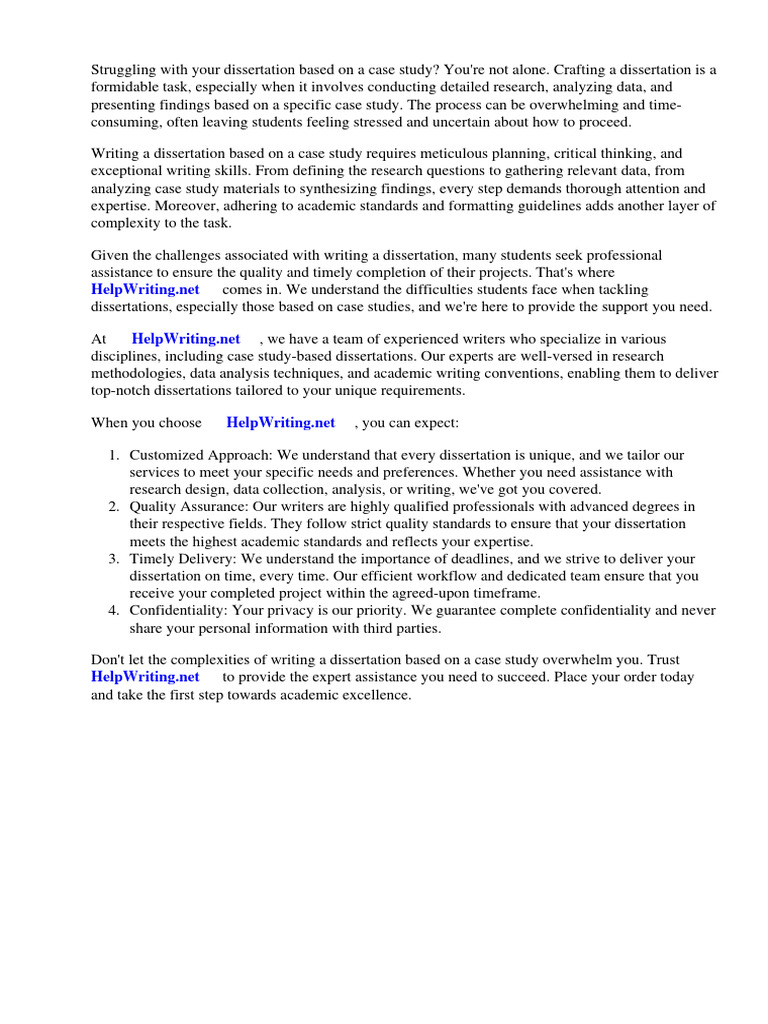 Dissertation Based on Case Study | PDF | Methodology | Thesis