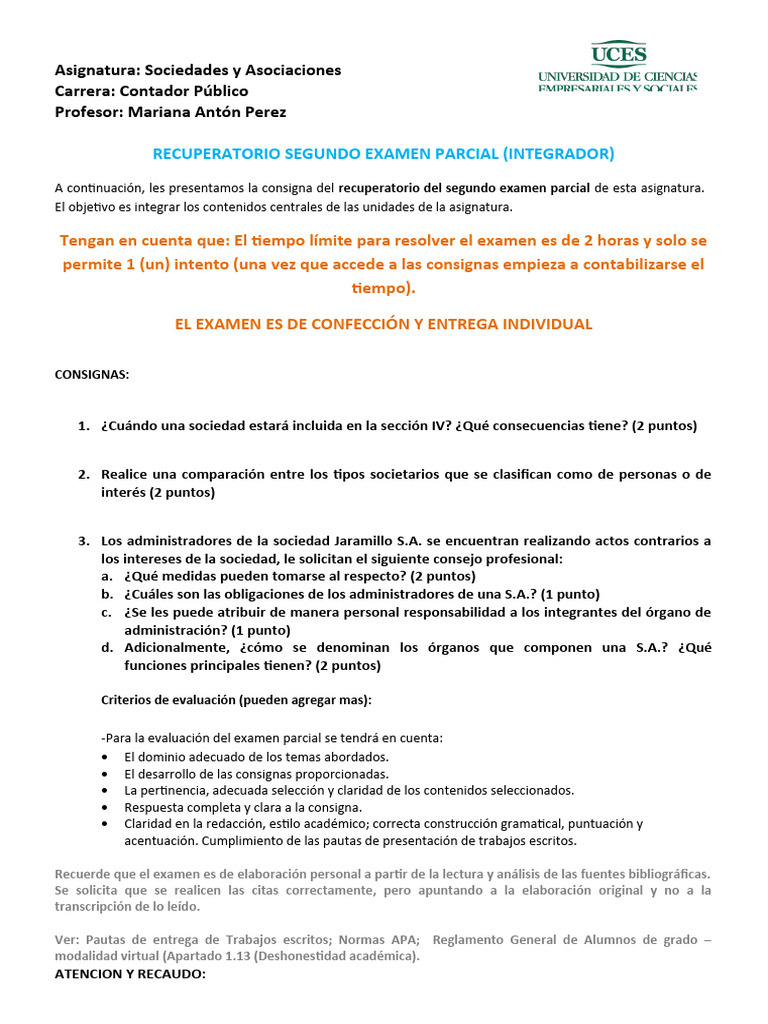 Recuperatorio Segundo Parcial 2021 | PDF