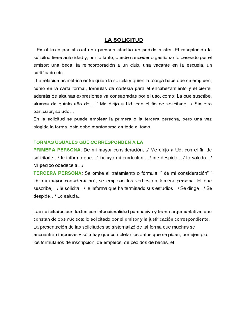 La Solicitud | PDF