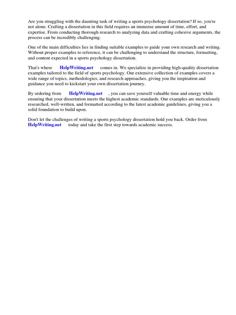 Sports Psychology Dissertation Examples | PDF | Psychology | Emotions