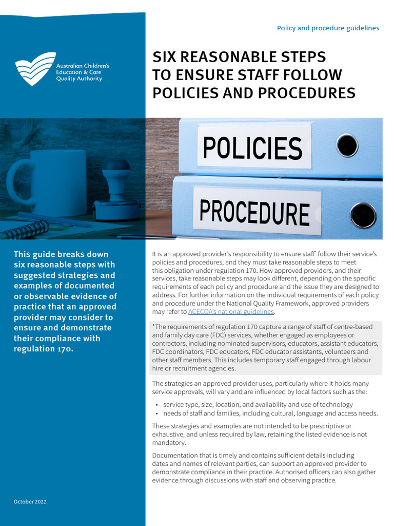13-Six-steps-staff-policies-procedures v3 | PDF | Policy | Regulatory ...
