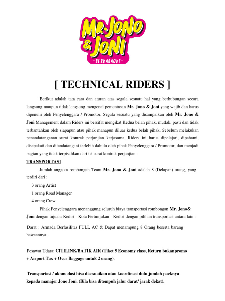 2023 Technical Riders MR - Jono&joni New | PDF