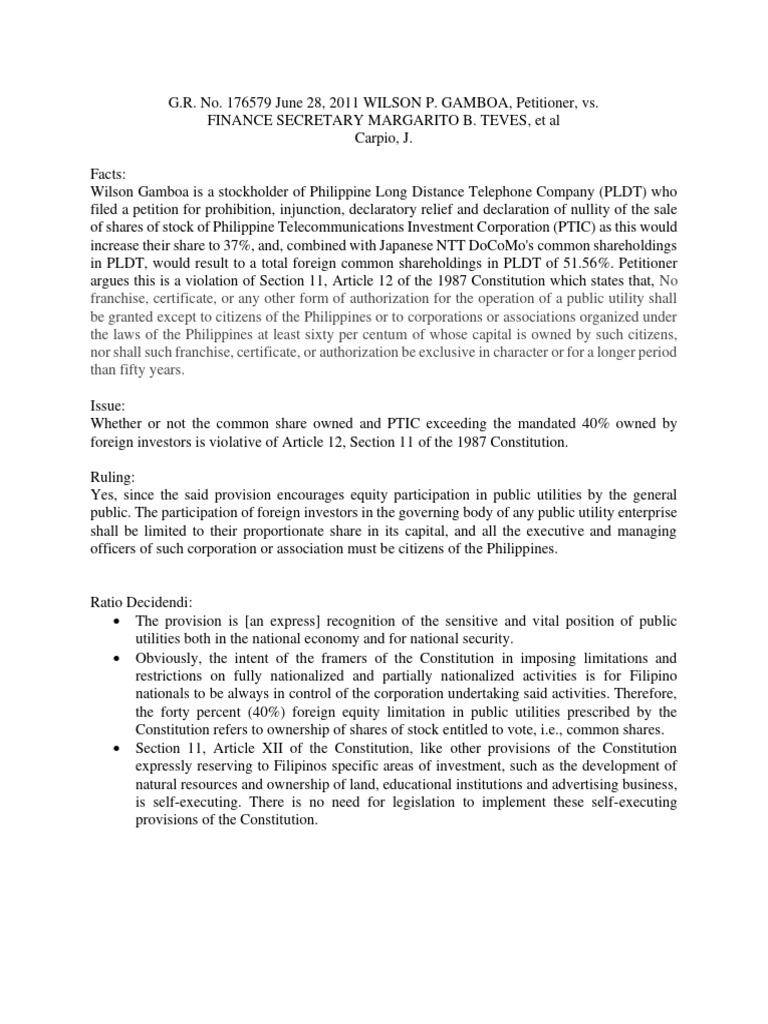 DIGEST - (20) Wilson Gamboa VS Margarito Teves | PDF | Stocks ...