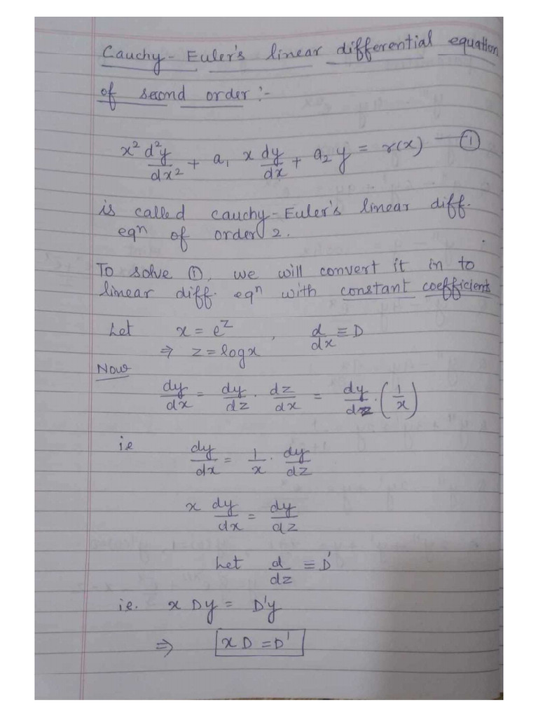 Cauchy Euler and Legendre's Differential Equation | PDF