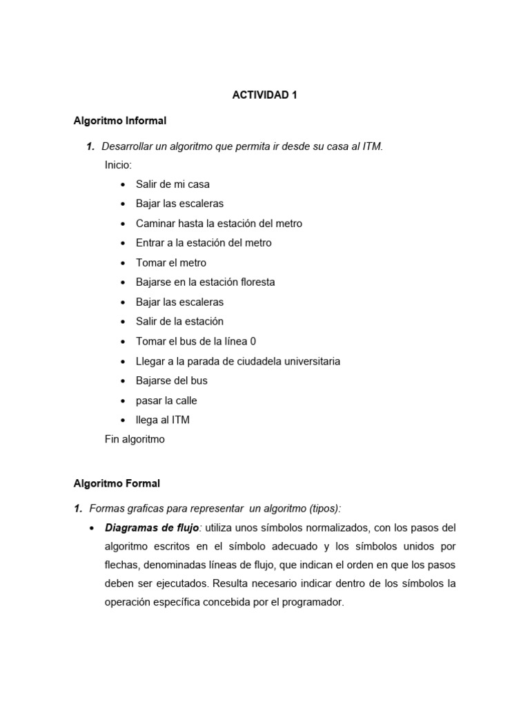 Algoritmos: Formales e Informales | PDF | Lenguaje de programación ...