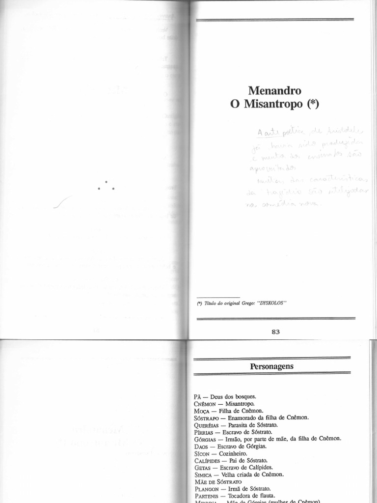 Menandro - Misantropo | PDF