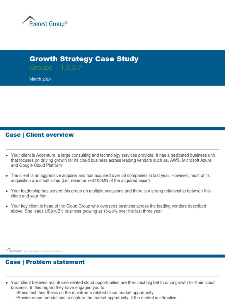 Case Study 1-Everest Group-Growth Strategy Case-2024 | PDF | Cloud Computing | Mainframe Computer