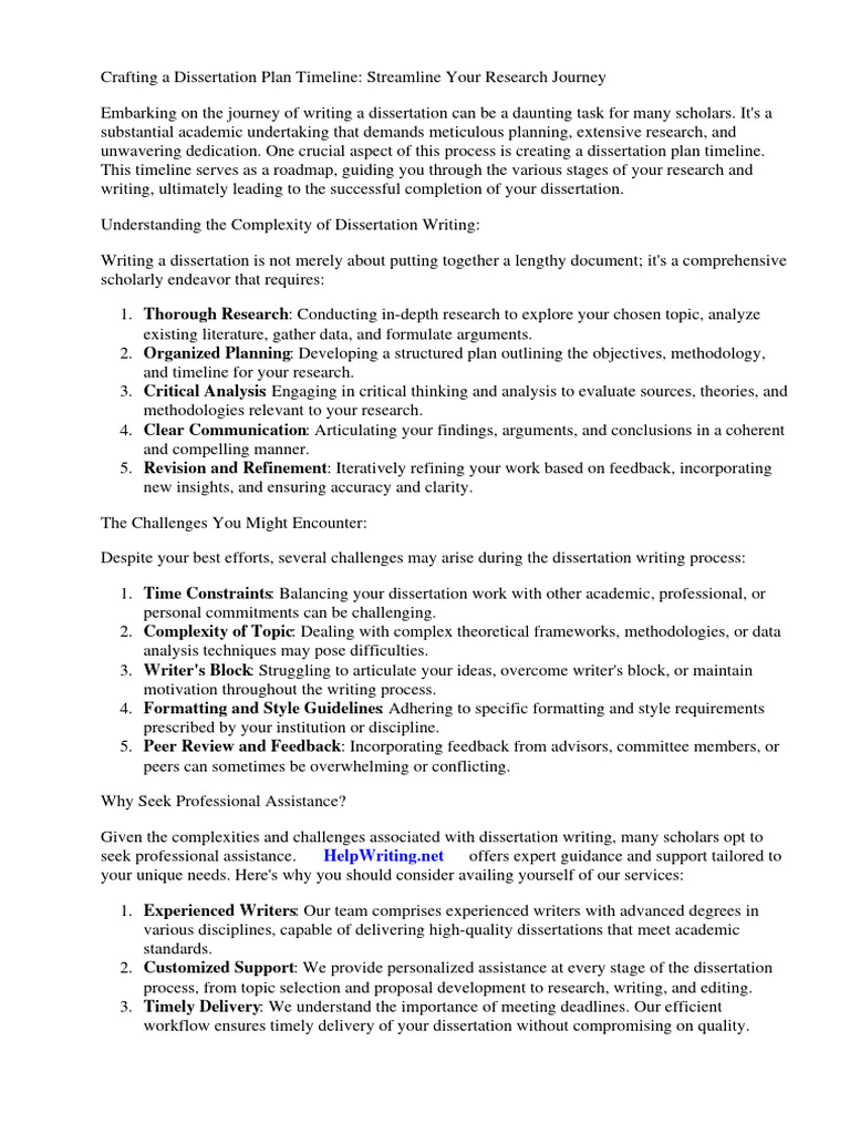 Dissertation Plan Timeline | PDF | Thesis | Methodology