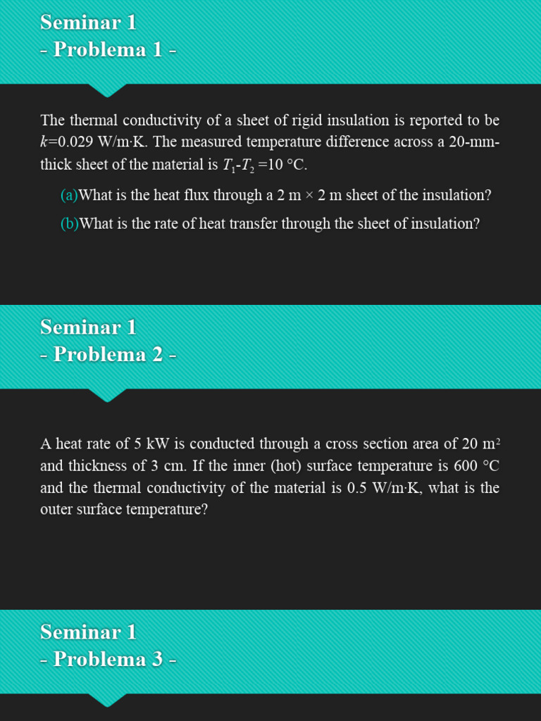 Heat Transfer Problems Seminar | PDF