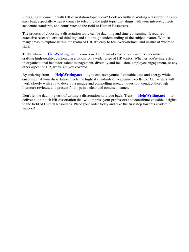 HR Dissertation Topic Ideas | PDF | Human Resource Management | Thesis