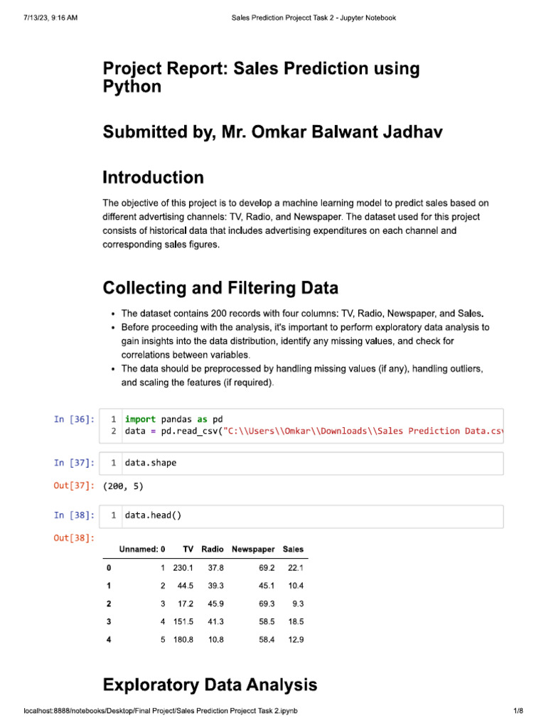 Task 5 Sales Prediction Using Machine Learning | PDF