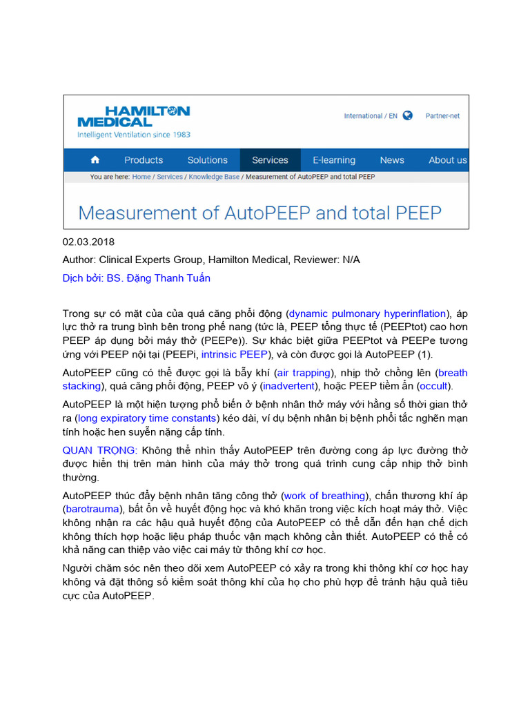 Đo autoPEEP Và PEEP | PDF