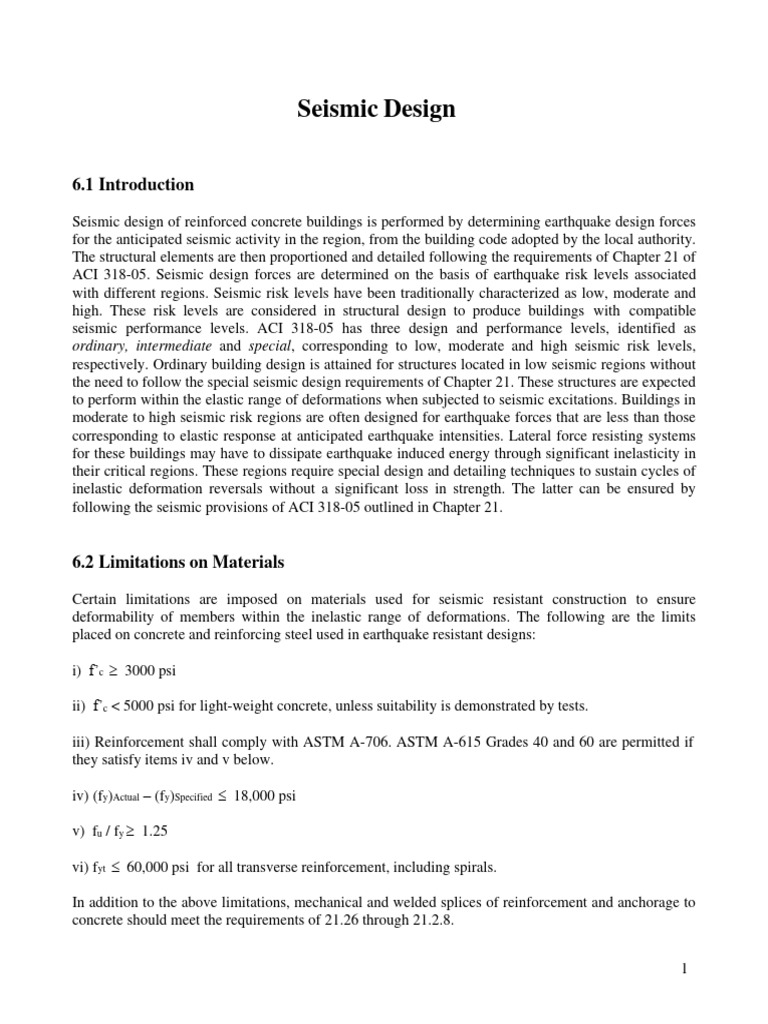 Seismic Design | PDF | Strength Of Materials | Earthquake Engineering