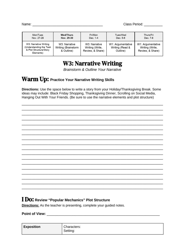 W3 - Narrative Writing (Day Two) | PDF | Plot (Narrative)