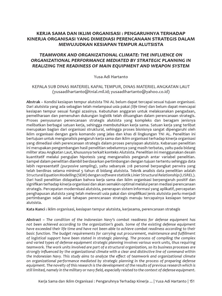 Pengaruh Kerja Sama dan Iklim Organisasi | PDF