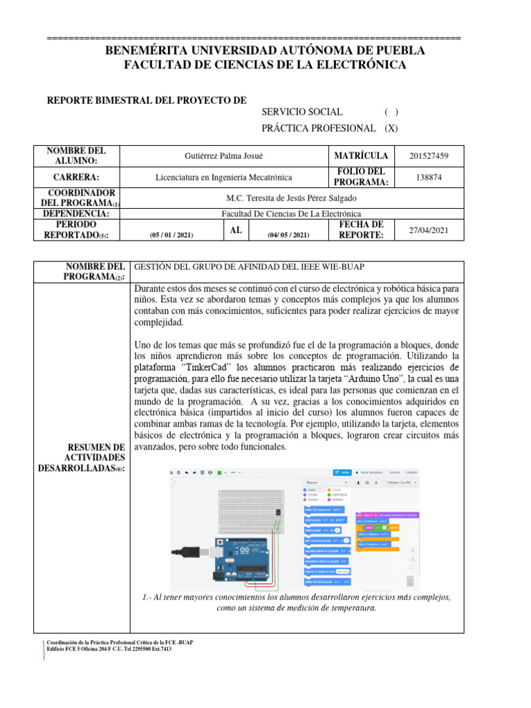 Segundo Reporte Practicas | Descargar gratis PDF | Ingeniería