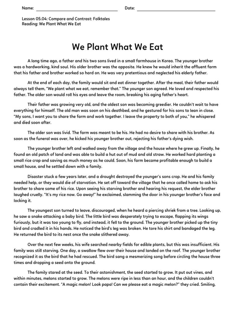 Korean Folktale: Magic Melons and Brothers | PDF