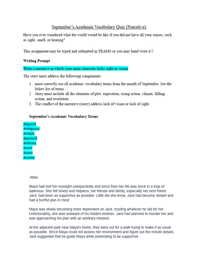 Academic Vocabulary Quiz (Assignment) | PDF | Visual Perception | Cognition