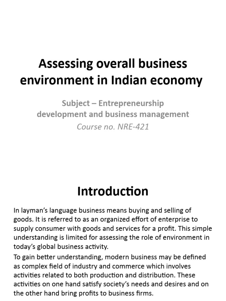 Assessing Overall Business Environment in Indian Economy | Download ...