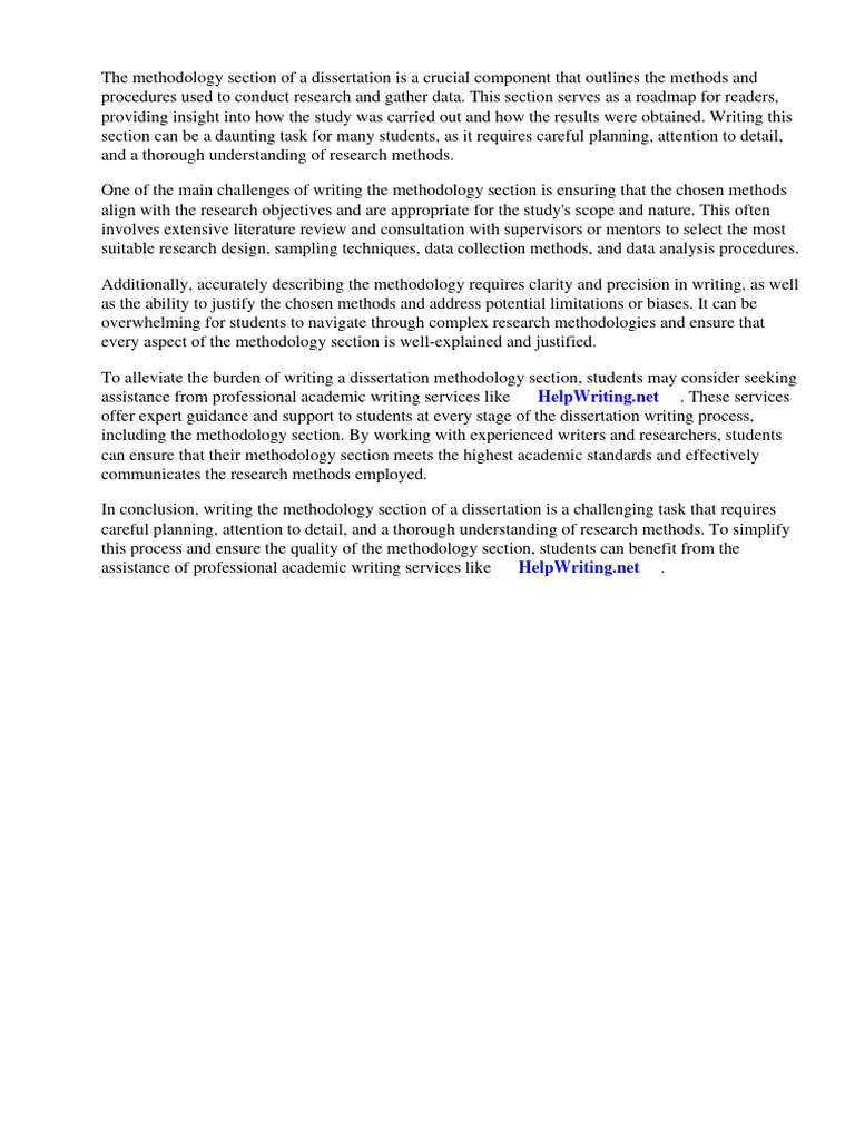 What Is The Methodology Section of A Dissertation | PDF | Methodology ...