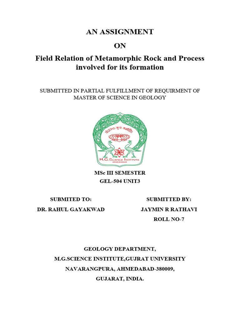 Field Relation Of Metamorphic Rock And Process Involved For Its Formation