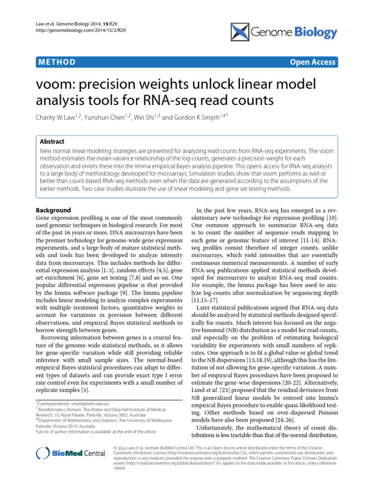 Article3 Voom LIMMA | PDF | Statistics | Dna Microarray