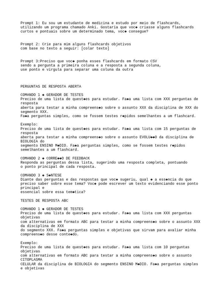 Flashcards e Perguntas para Estudo | PDF