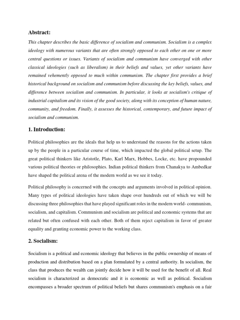 Socialism Vs Communism Exploring Differences and Effects | PDF ...