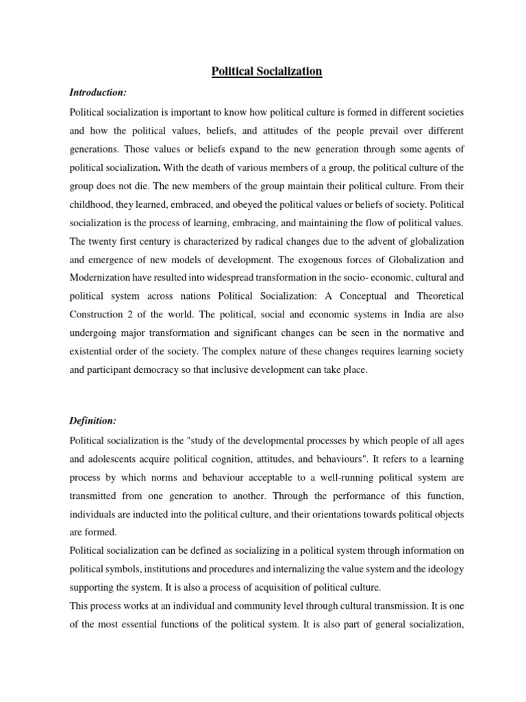 Political Socialization | PDF | Socialization | Attitude (Psychology)