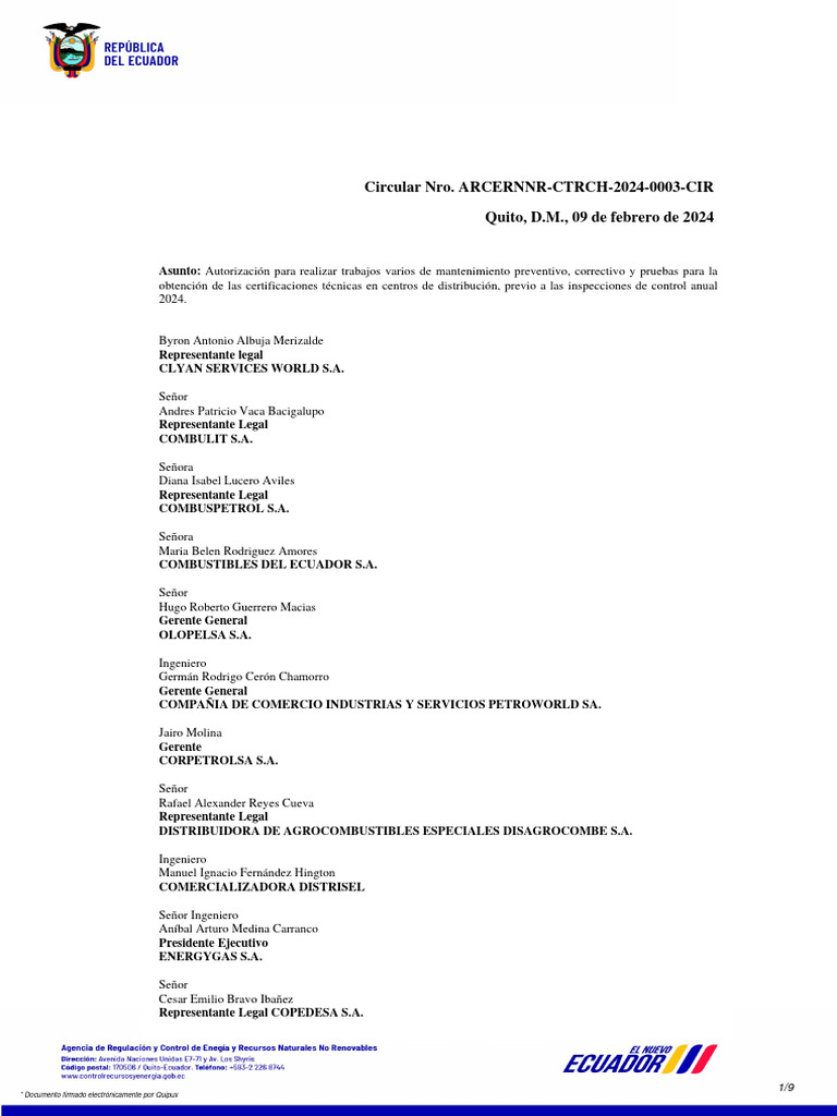 Arcernnr CTRCH 2024 0003 Cir | PDF | Petróleo | Energía renovable