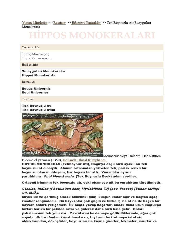 Yunan Mitolojis HİPOS MONEKARAS | PDF