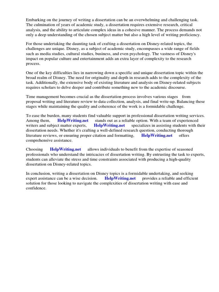 Disney Dissertation Topics | PDF | The Walt Disney Company | Walt Disney