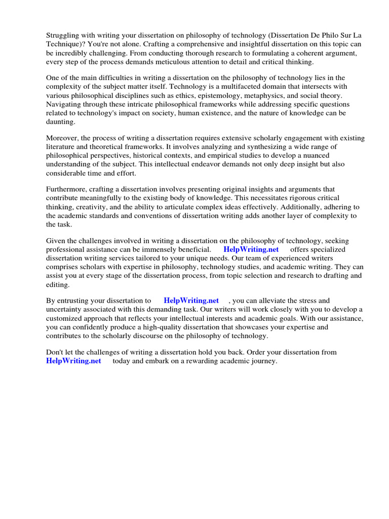 Dissertation De Philo Sur La Technique Pdf Thesis Theory