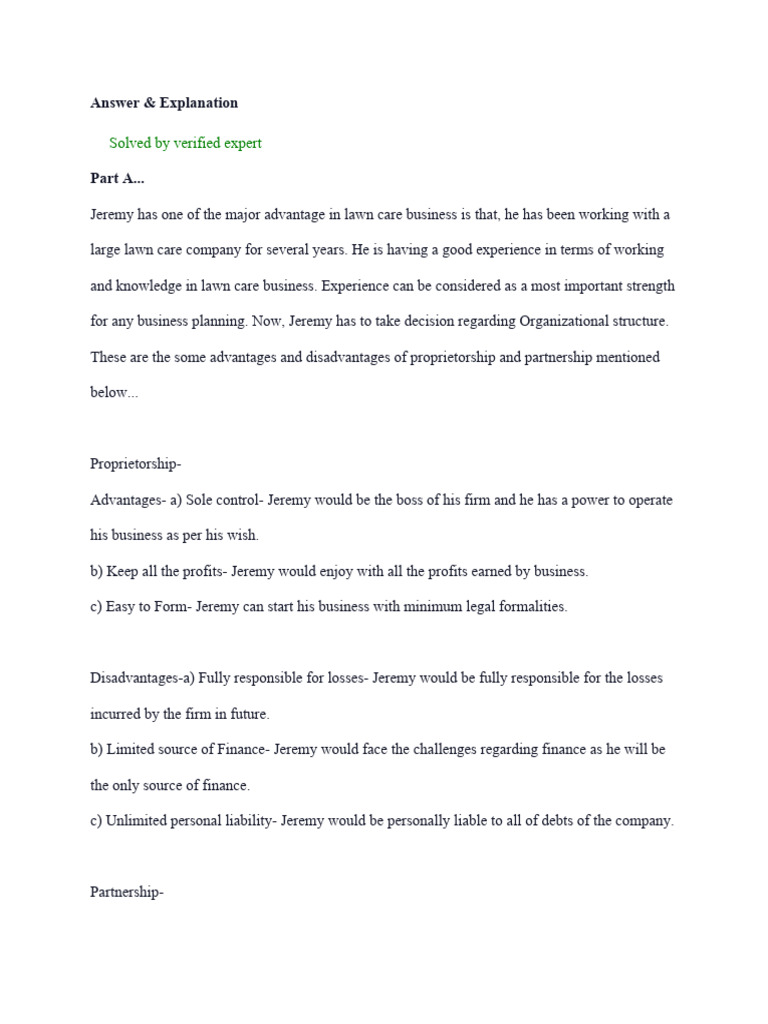 Answer | PDF | Partnership | Sole Proprietorship