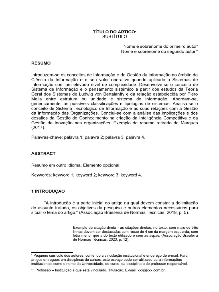 Gestão da Informação em Sistemas Complexos | PDF | Abstract (resumo ...