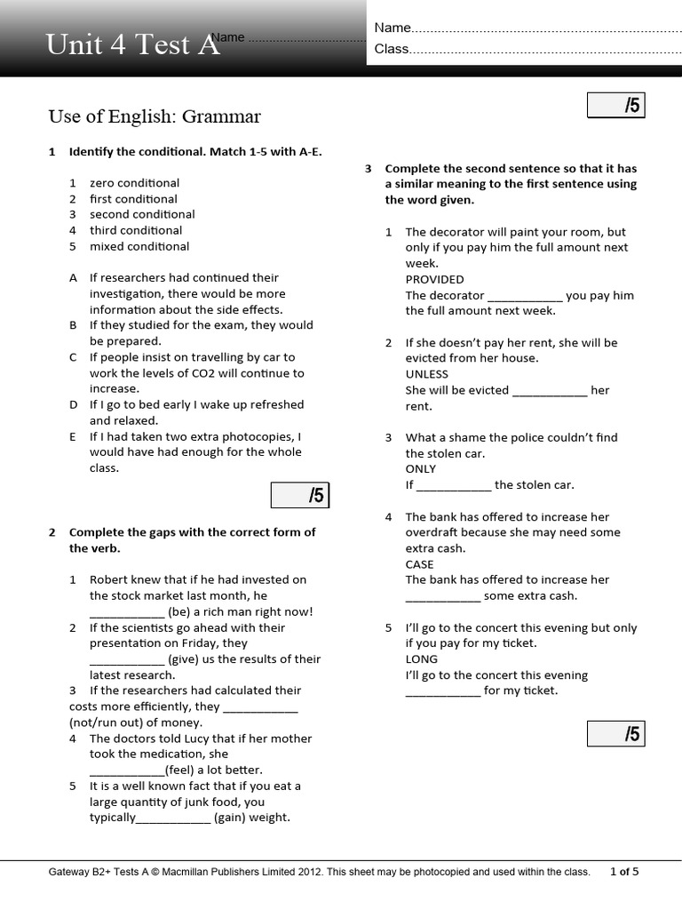 Gateway B2 Unit 4 Test A | PDF | Gender | Gender Studies