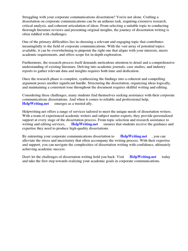 Corporate Communications Dissertation Topics | PDF | Marketing Communications | Marketing