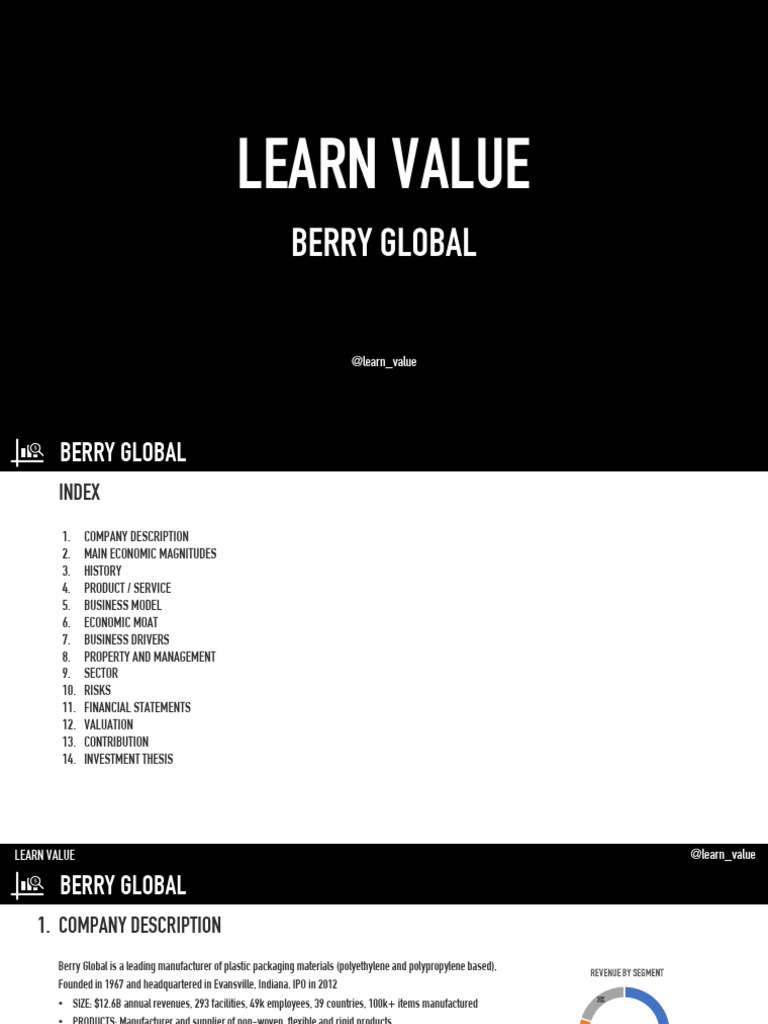 Learn Value - Berry Global | PDF | Mergers And Acquisitions | Free Cash ...