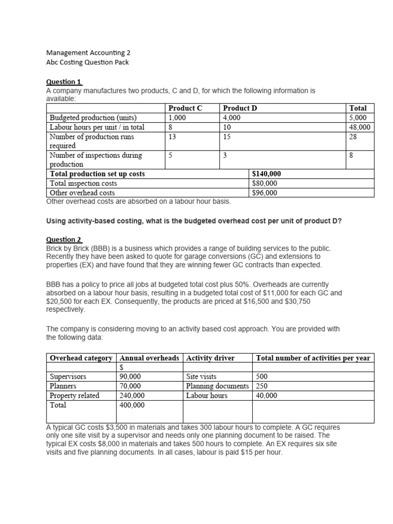 Activity-Based Costing in Management Accounting | PDF | Elasticity ...