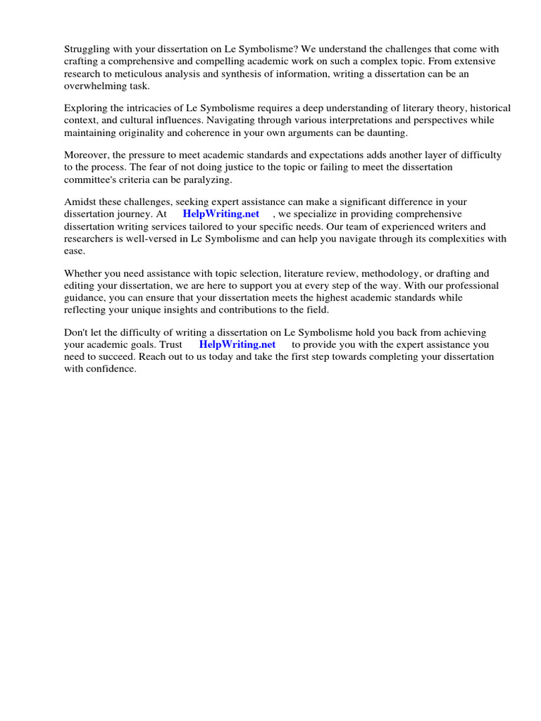 Dissertation Help on Le Symbolisme | PDF | Thesis | World Wide Web