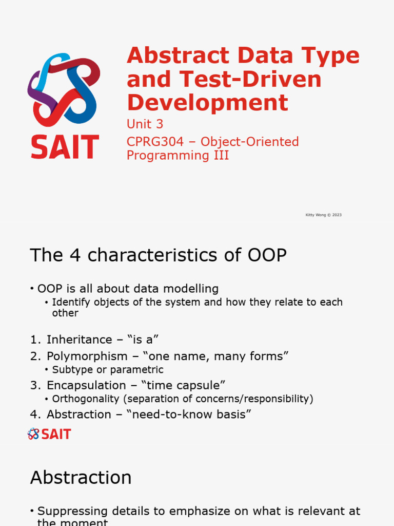 3 Adt&tdd | PDF | Object Oriented Programming | Abstraction (Computer Science)