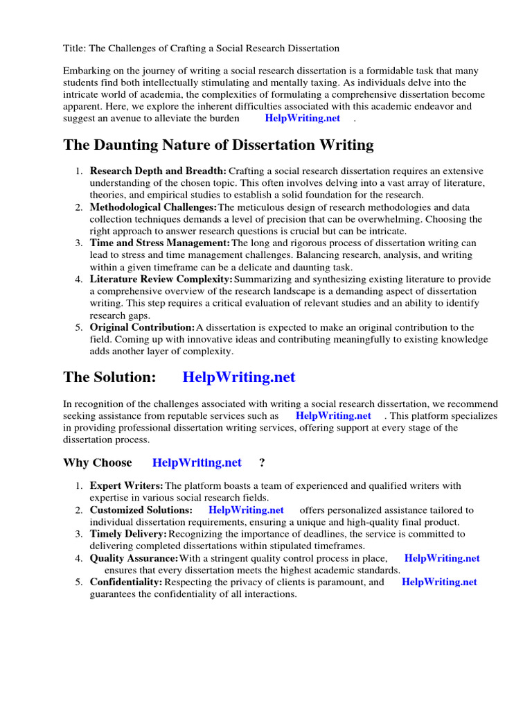 Social Research Dissertation Examples | PDF | Methodology | Thesis