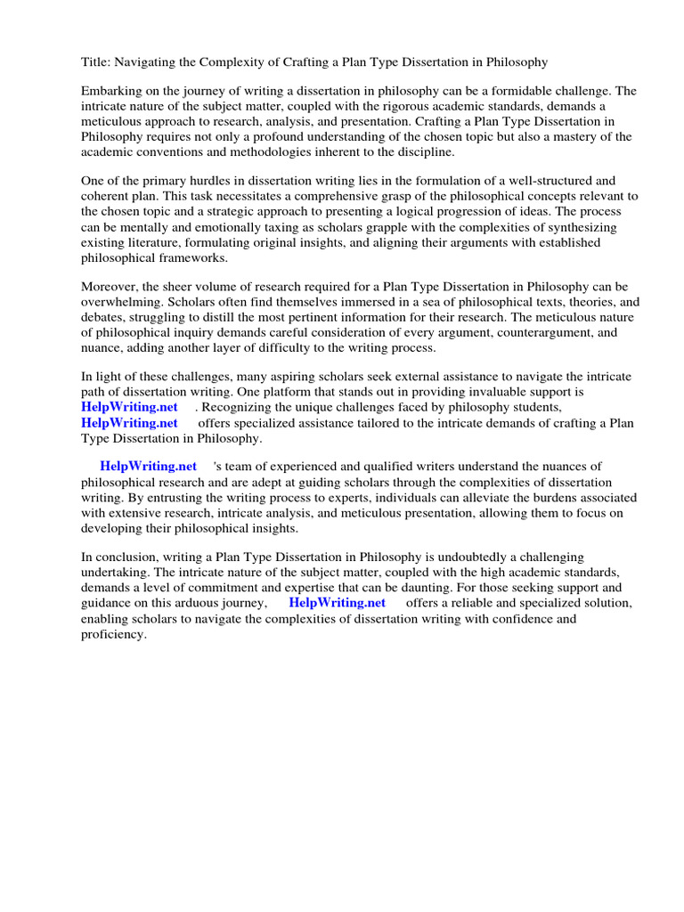 Structuring a Philosophy Dissertation Plan | PDF | Scribd | Thesis