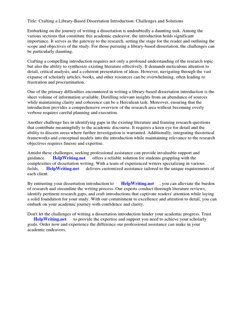 Library Based Dissertation Introduction | PDF | Qualitative Research | Data