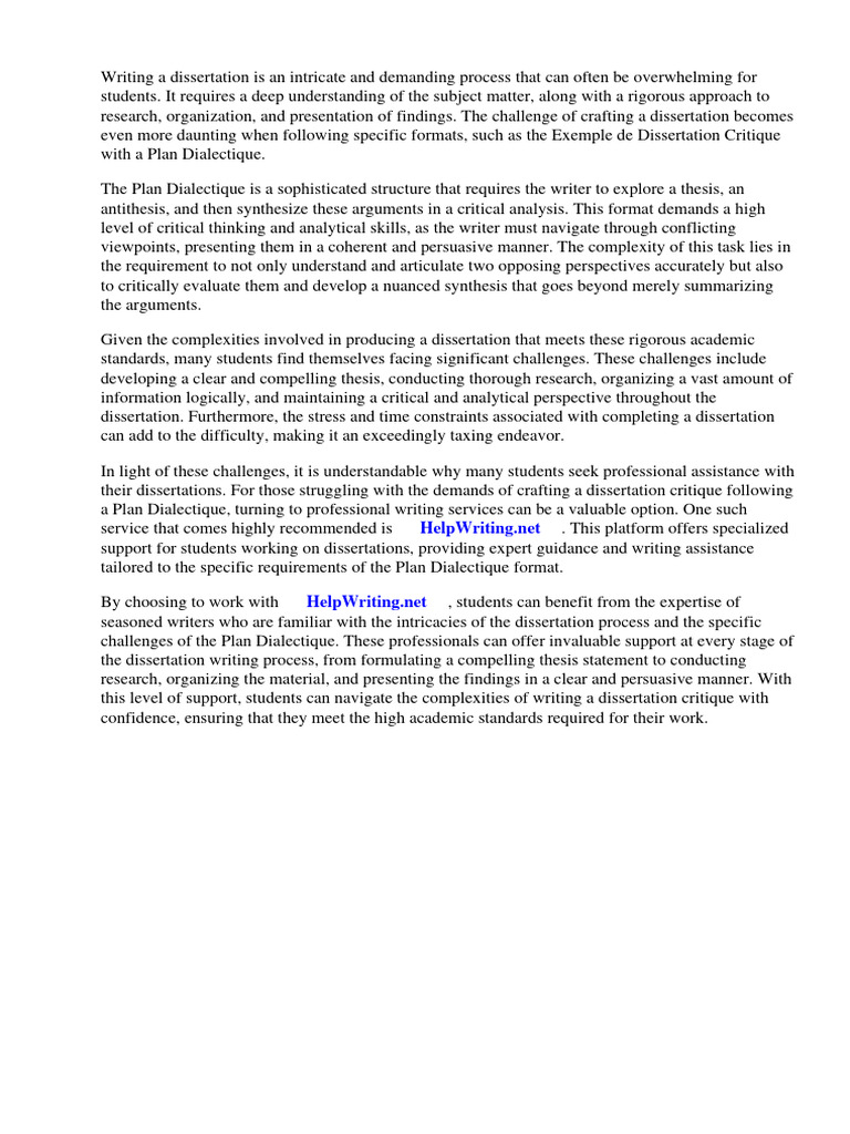 Exemple de Dissertation Critique (Plan Dialectique) | PDF | Dialectic ...
