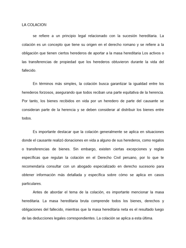 La Colacion | PDF | Herencia | Justicia