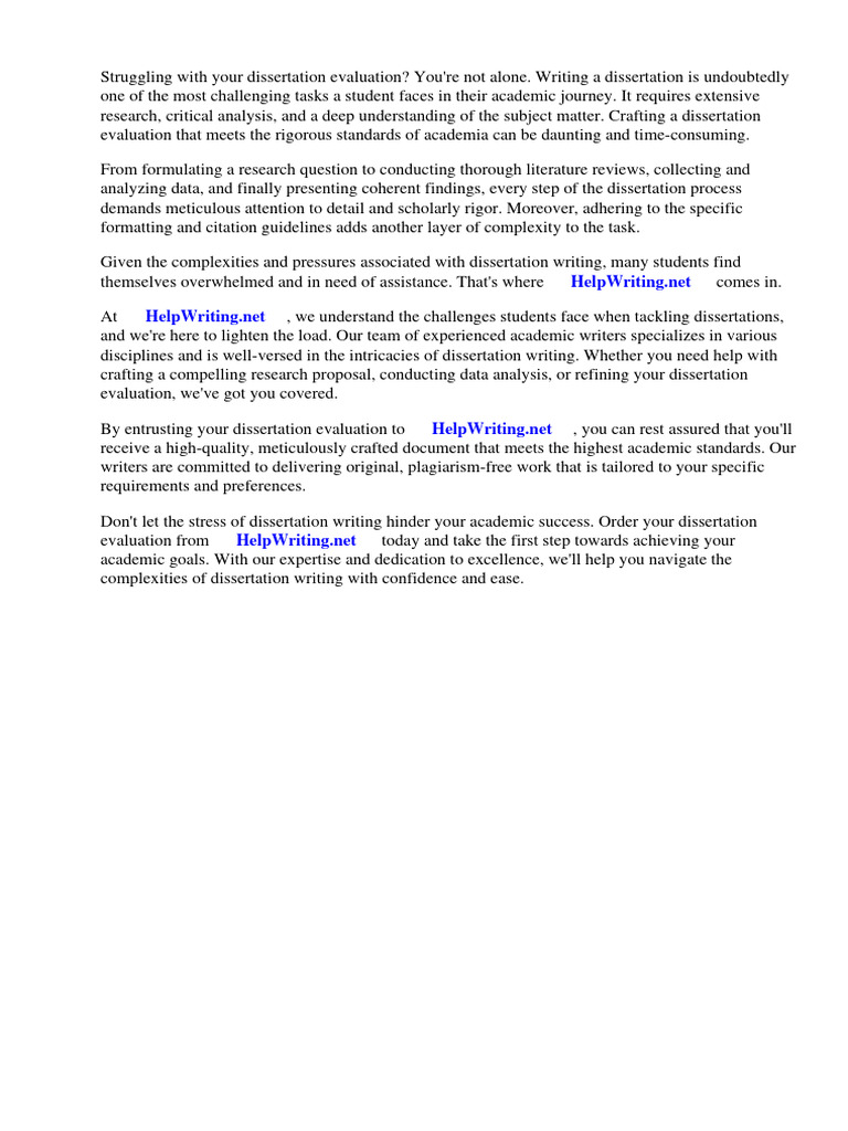 Dissertation Evaluation Assistance Guide | PDF | Thesis | Evaluation