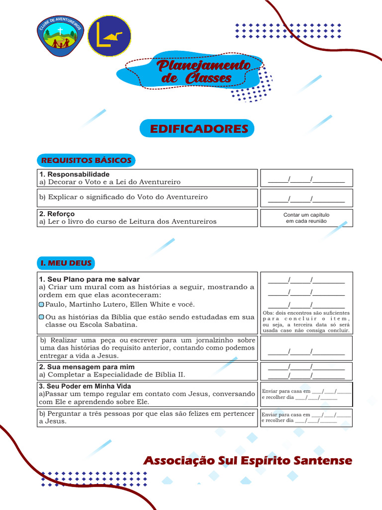 Planejamento Classes Edificadores | PDF